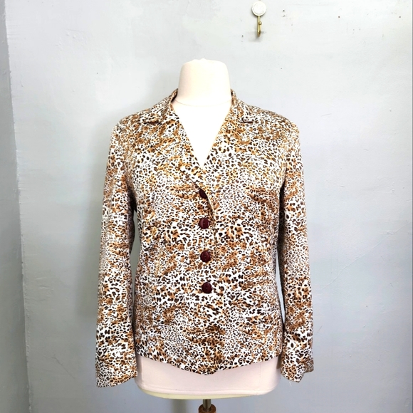 Allyson Cara | Jackets & Coats | Allyson Cara Silky Animal Print Blazer ...